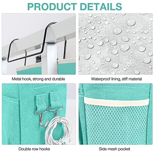 Ndeno Bedside Caddy Storage Bag Hanging Pocket Organizer for Bunk and Hospital Beds Crib,Dorm Rooms Bed Rails for Remotes Mobile Phone Keys, Glasses, Books (Tiffany Blue)