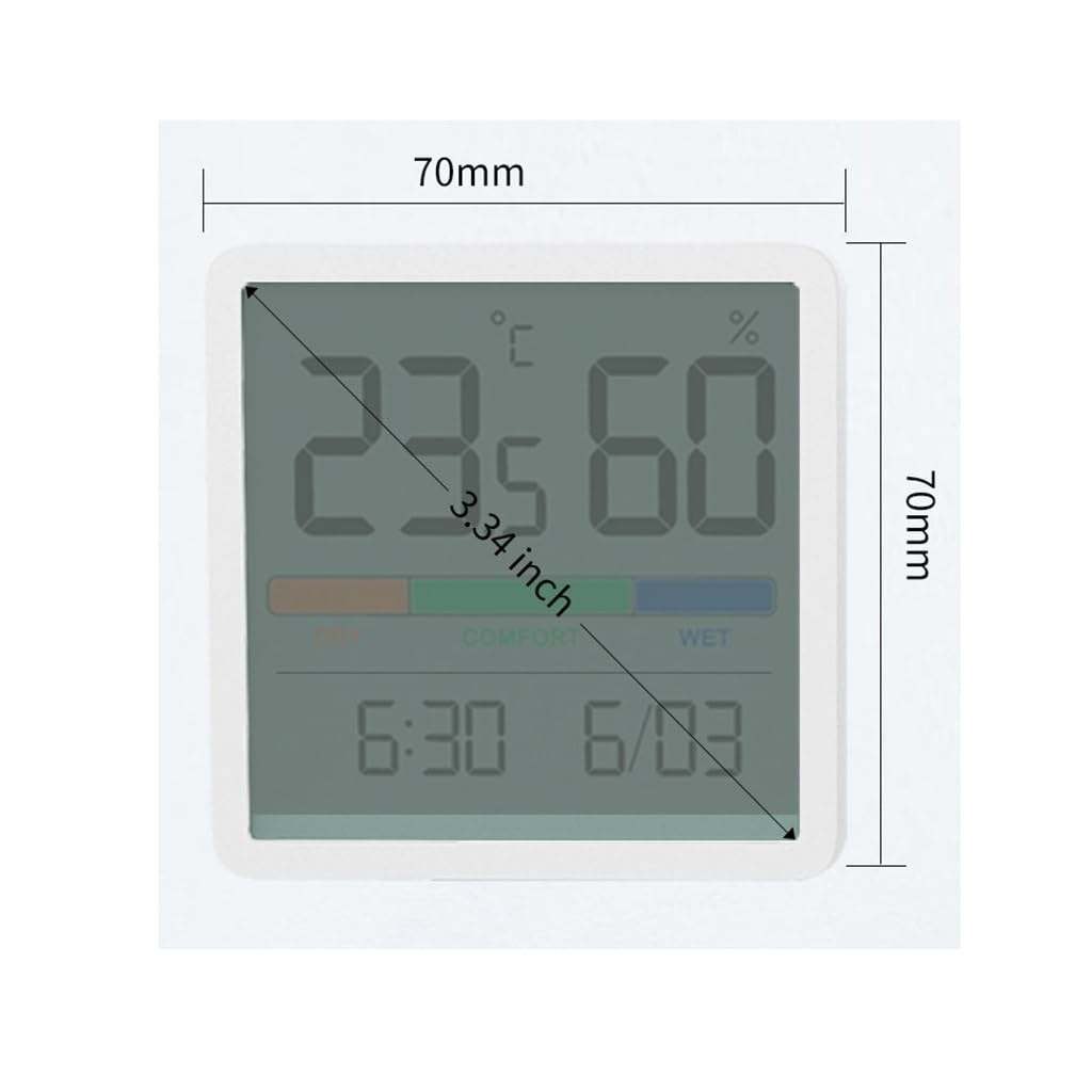 LNYHLXS Purpose Digital Temperature and Humidity Meter Clock Household Indoor Kitchen Refrigerator