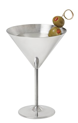 G.E.T. SW-1612-SS-EC Stainless Steel Metal Martini Glasses, 12 Ounce (Set of 4)