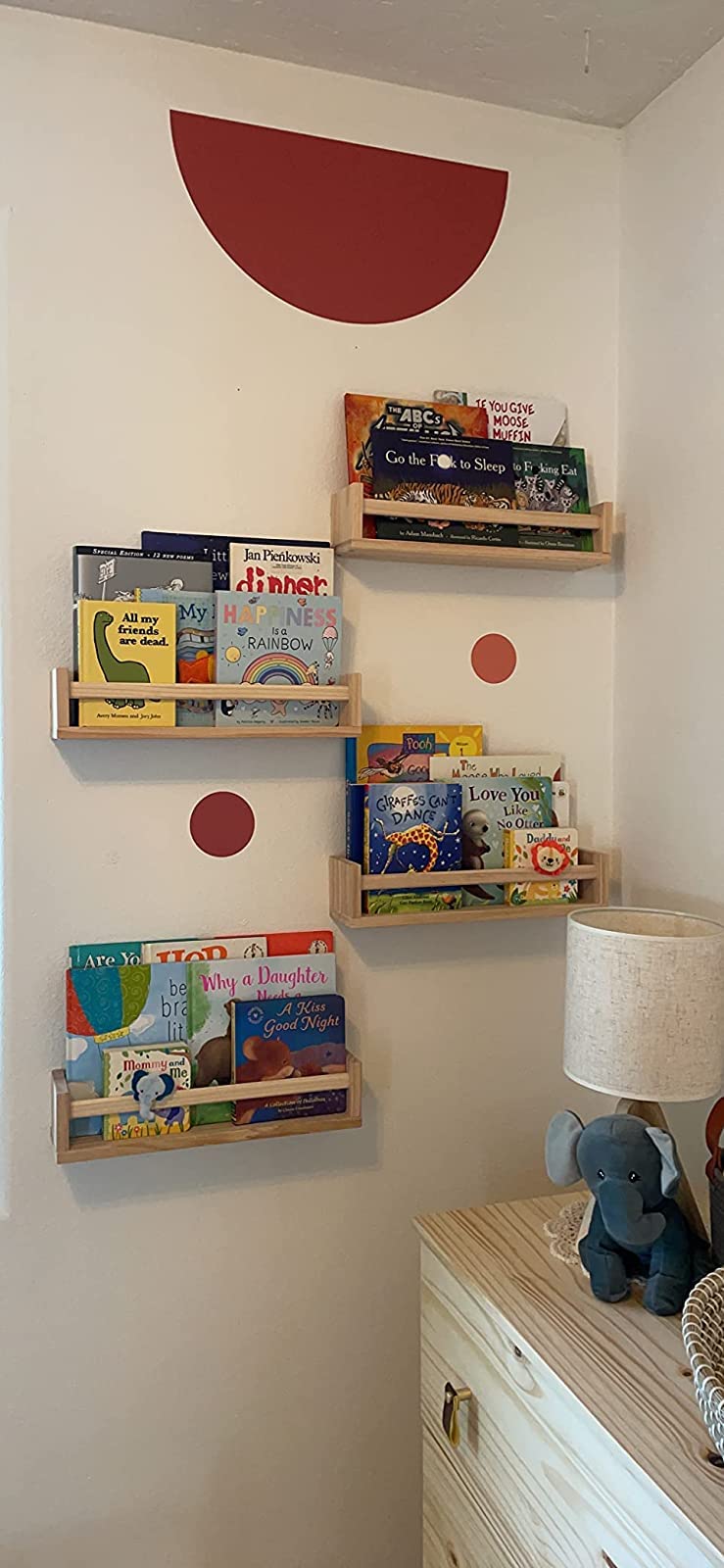 Gneric Floating Book Shelves for Kids Nursery Toddler Classroom, Hanging Book Shelf Organizer for Room Decor, Set of 4