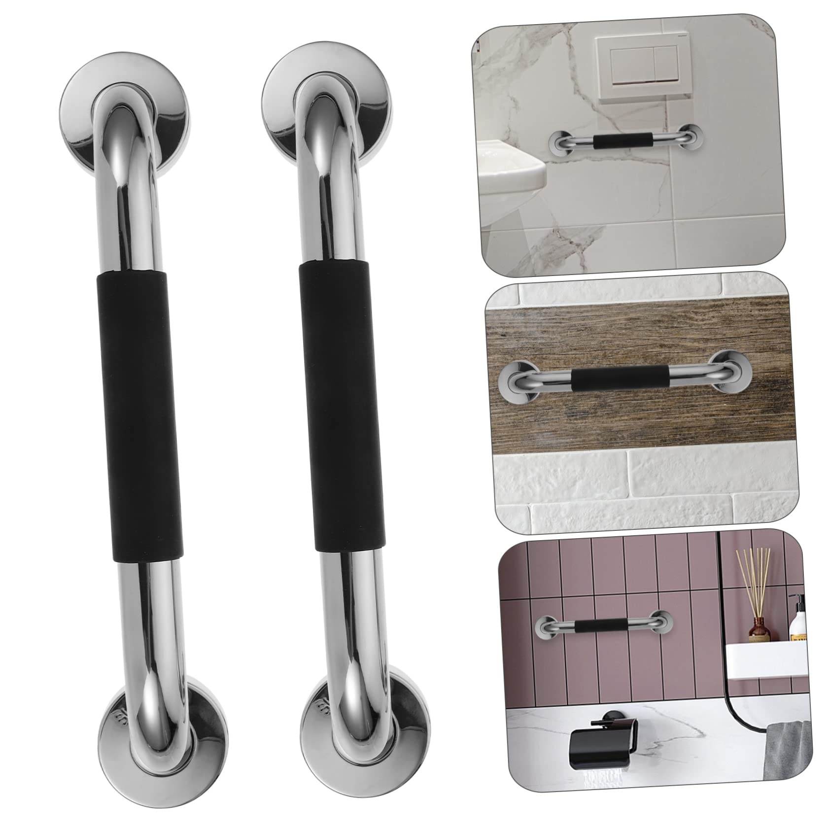 GLSTOY 2pcs Balance Bathroom Thickened Sturdy Assist Bars Handicap Bathtub Rail Non- Handgrip Non-Slip Handrails Hand Support Grab Stair Metal Armrests Safety Disable Handles Practical