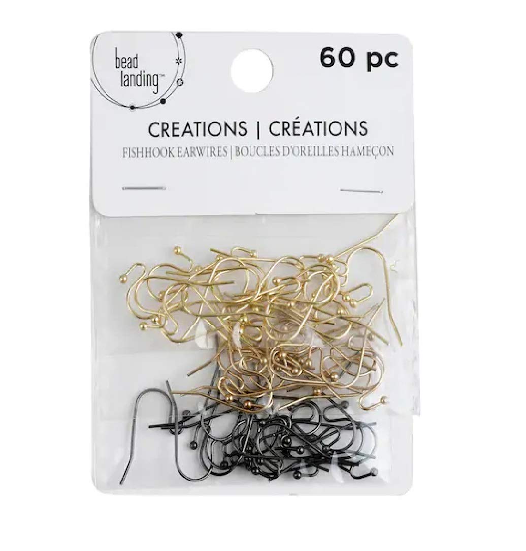 Creations Hematite & Gold Fishhook Earwires by Bead Landing