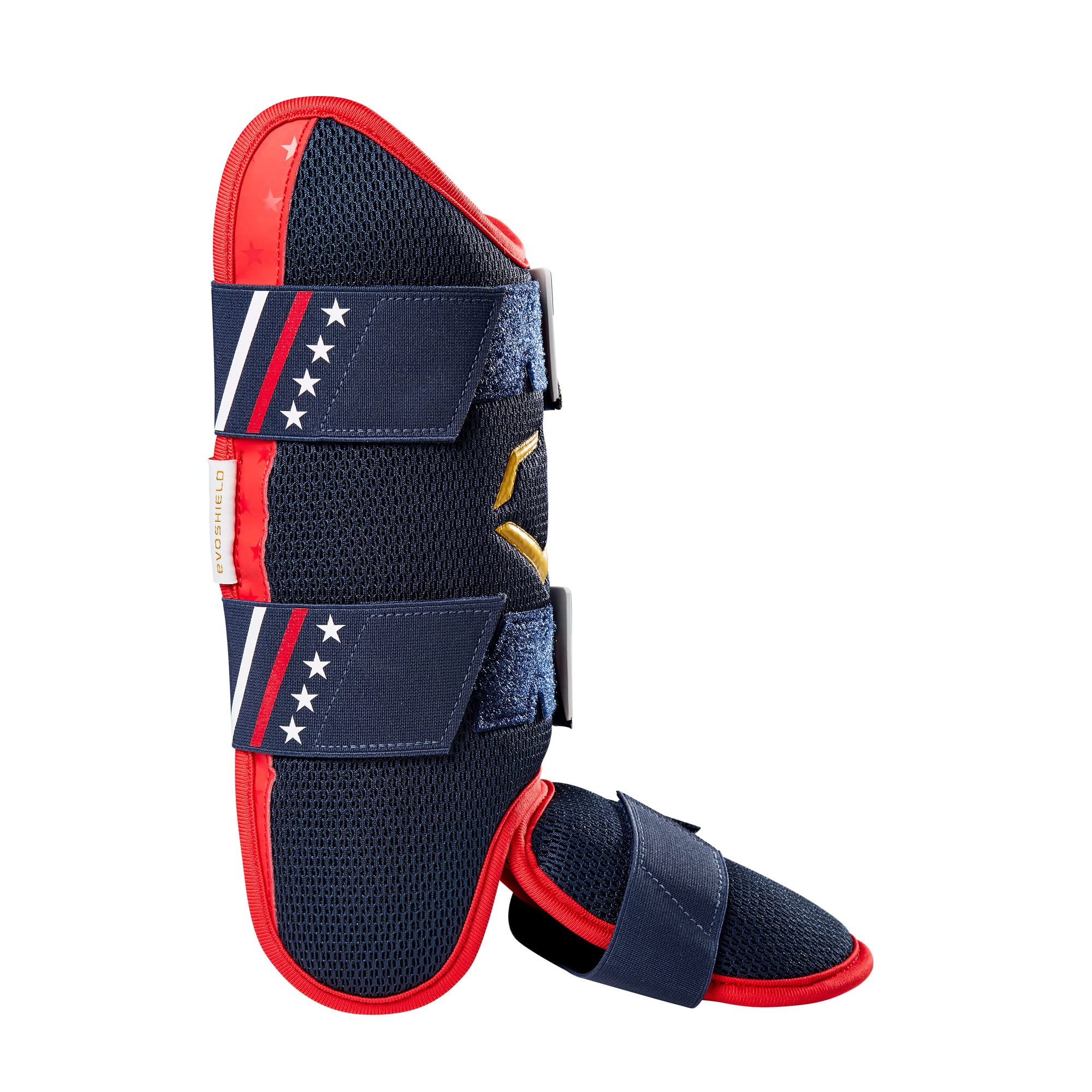 EvoShield X-SRZ USA Flag Batter's Leg Guard - Left Hand Hitter, USA/Navy/Red