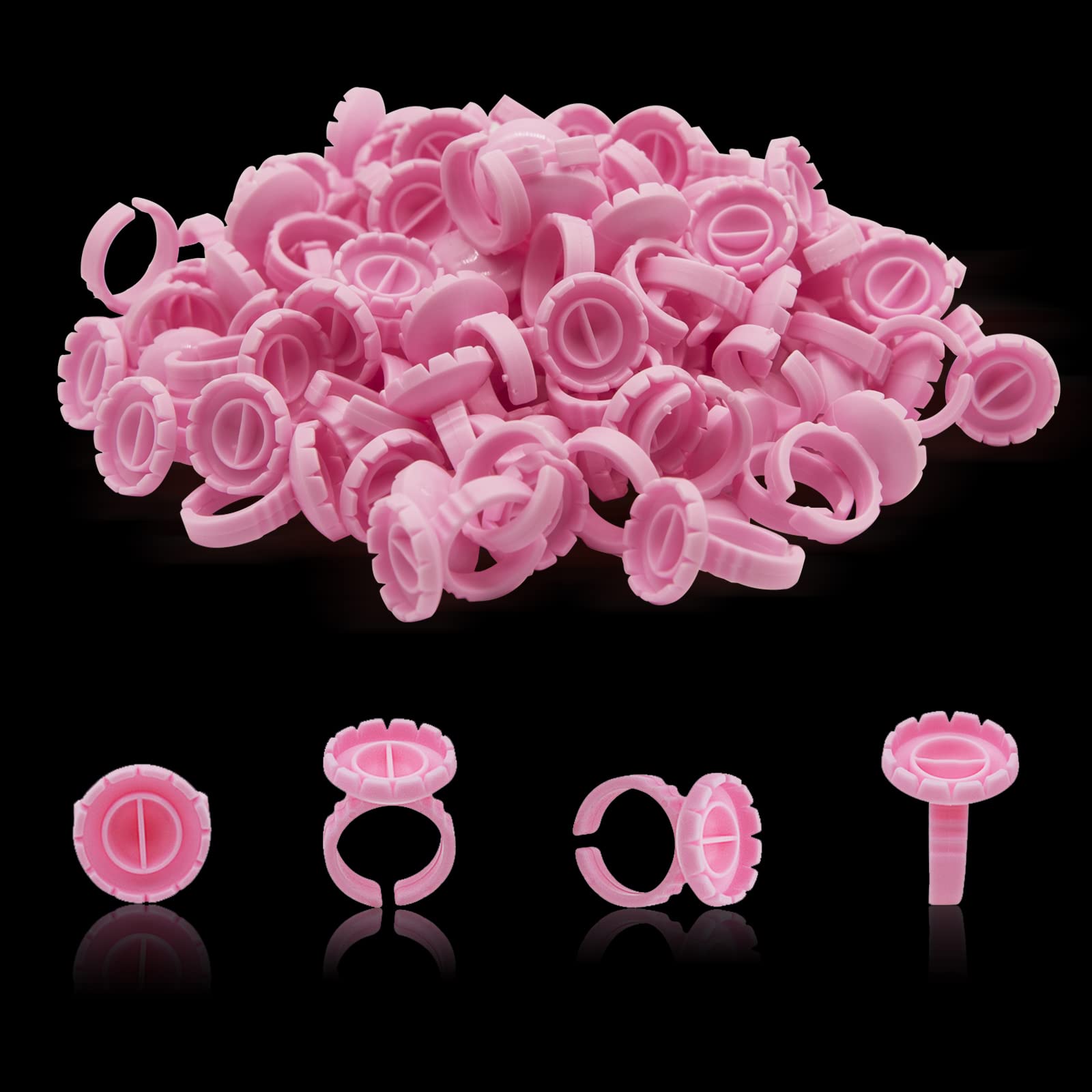 Glue Rings for Eyelash Extensions Dimsem Glue Rings100 PCS, Lash Glue Holder for Volume Lash Fan, Lash Glue Cup for Lashes Supplies, Pink