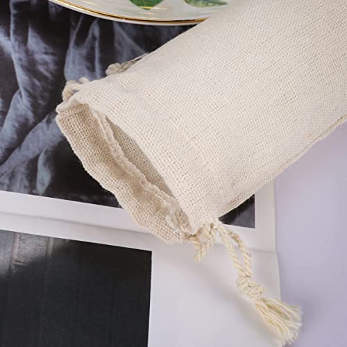 Hemoton 30Pcs Straw Travel Carrying Case Cotton and Linen Pouch Bag Portable Travel Cutlery Bag for Stainless Steel Drinking Straws Cutlery Fork Spoon Storage