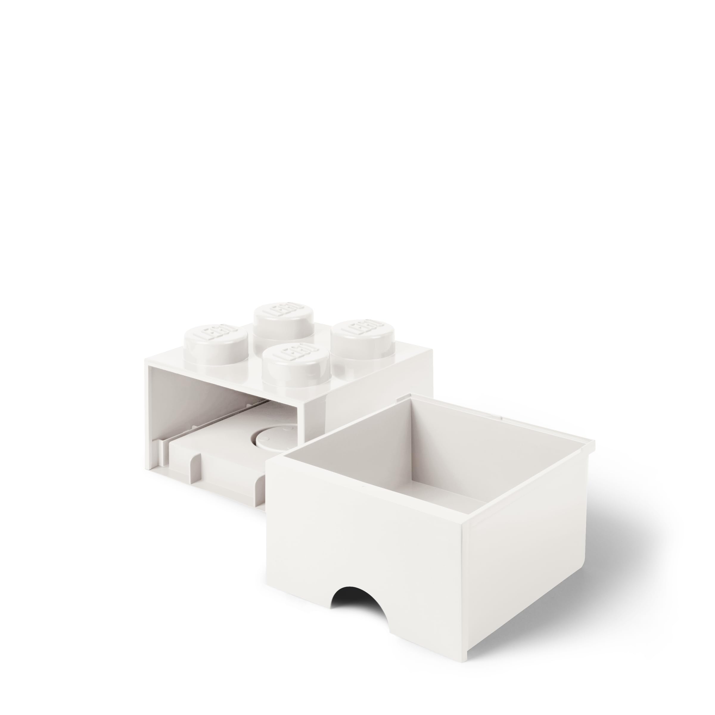 LEGO Brick Drawer, 4 Knobs, 1 Drawer, Stackable Storage Box, White