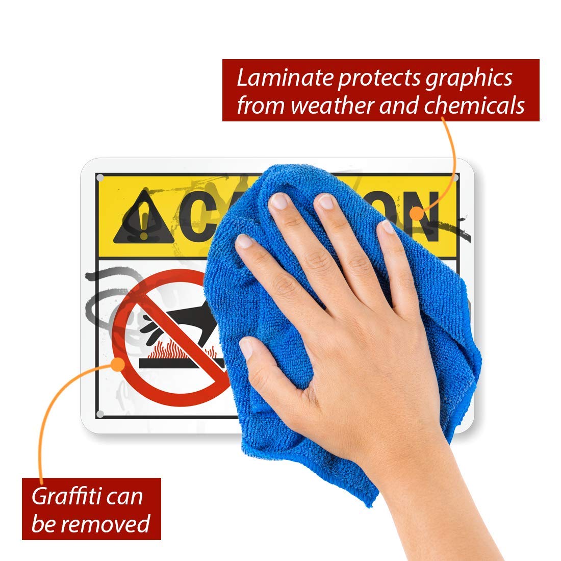 SmartSign "Caution - Burn Hazard, Hot Surfaces, Do Not Touch" Sign | 7" x 10" Aluminum