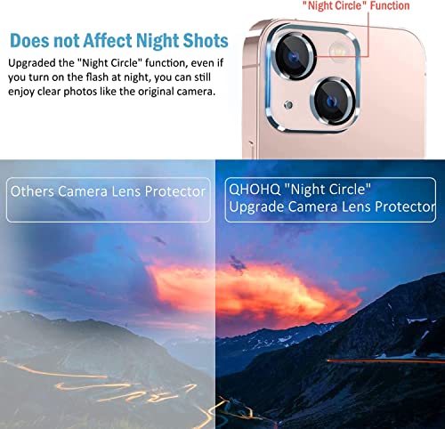 QHOHQ [3 Pack Tempered Glass Camera Lens Protector for iPhone 14/13 [6.1 Inch]/14 Plus 6.7"/13 Mini 5.4 Inch, Ultra HD, 9H Hardness, Scratch Resistant, with [Removal Tool] [Support night shooting]