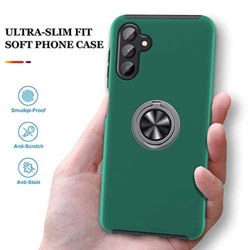 JAME for Samsung Galaxy A13 5G Case, Galaxy A13 5G Case with Screen Protector[2 Pcs], Slim Fit Shockproof Protective Case with Ring Kickstand [Magnetic Car Mount Feature] for Samsung A13 5G- Green