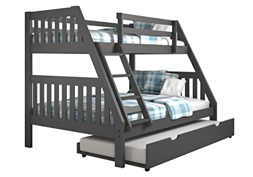 Donco Kids Austin Mission Twin Over Full Dark Grey Bunkbed with Twin Trundle