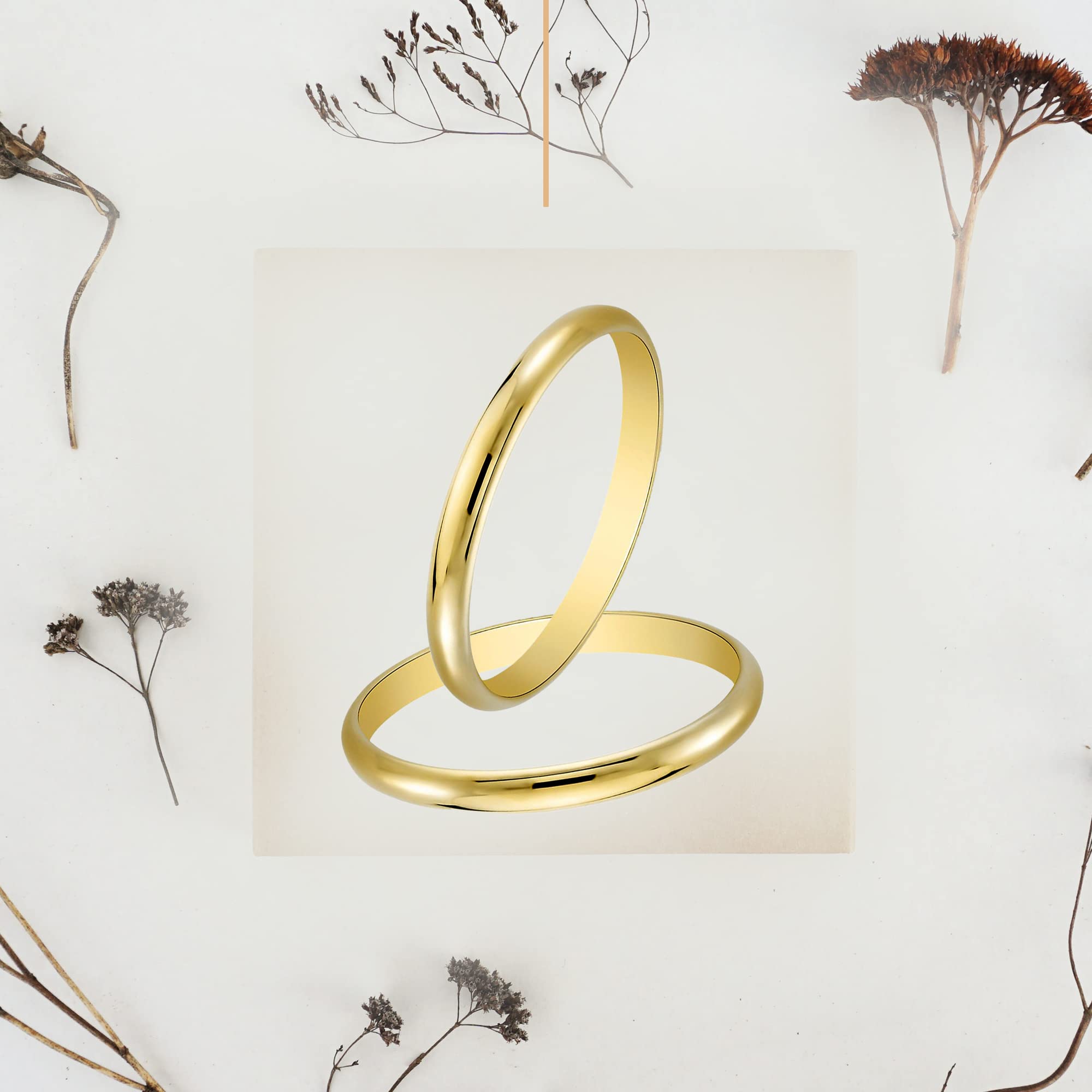 EVERNOIR Luxurious 14K Gold Band Ring for Women, Tarnish-Free and Non-Fading, Ideal for Wedding, Stackable Style - Size 7