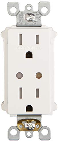 Leviton DZR15-1RZ Decora Z-Wave Controls 15-Amp Tamper Resistant Split Duplex Receptacle, White/Light Almond