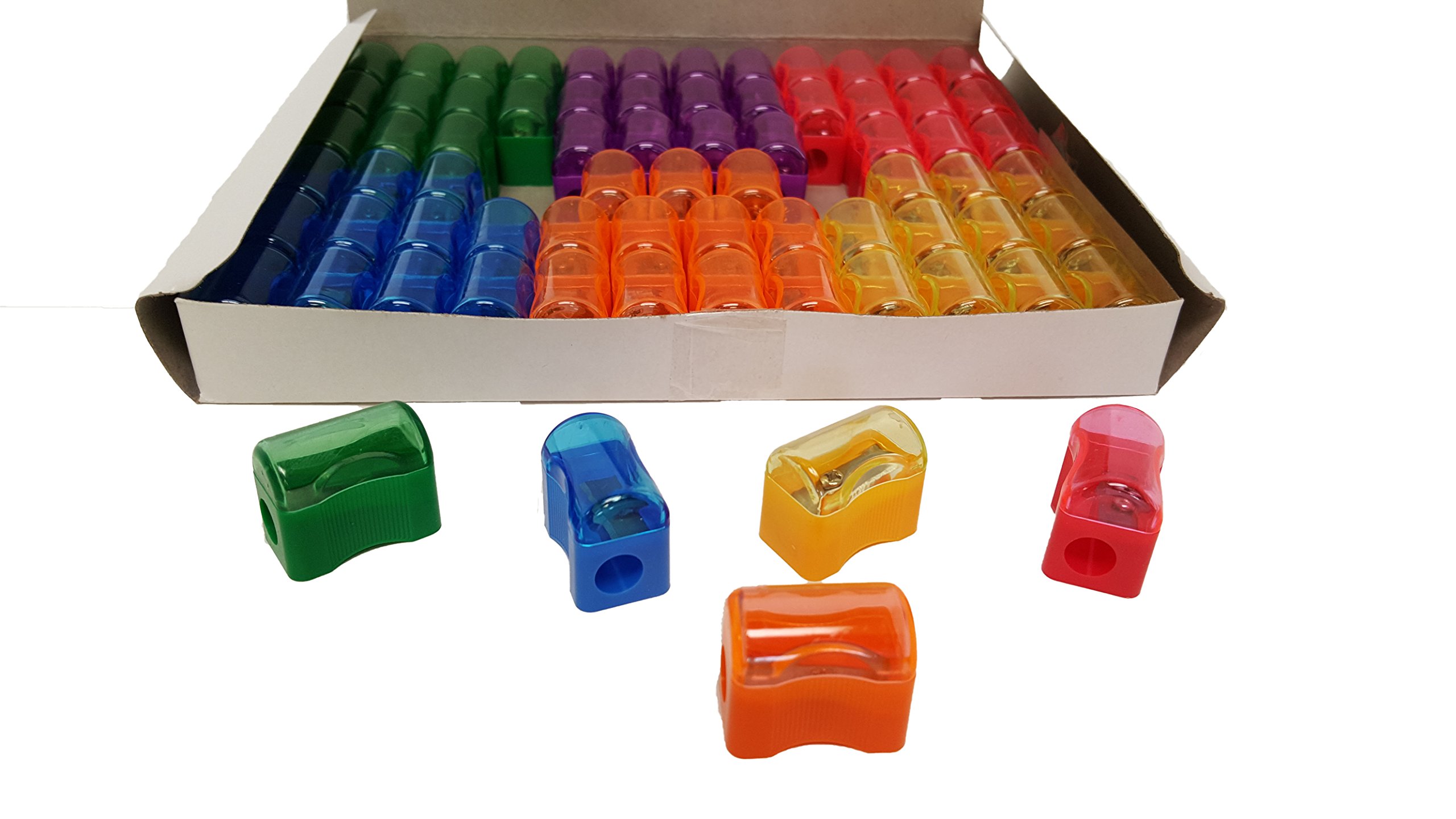Dondor Pencil Sharpeners For Kids with Removable Neon Colored Lids (144 Pack)