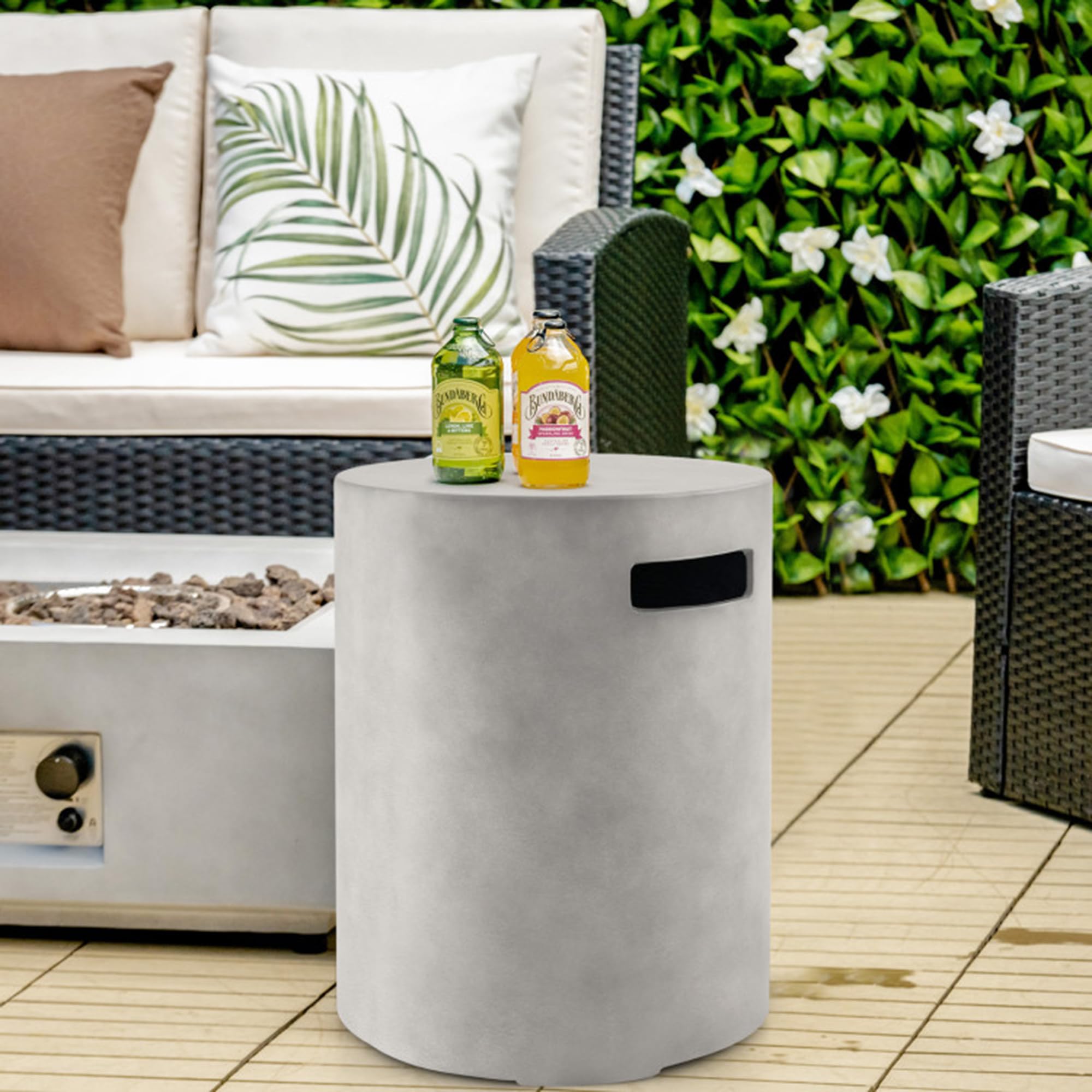 Cover Hideaway Table for Gas Fire Pits, Suitable for Any 20lb Propane Tank,Outdoor Weather Resistant Tank Hideaway Table Fits