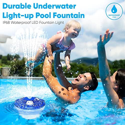Pyle PLEDFN8.5 Pool Fountain with 6 Mode LED Light Show, Water Resistance IP68, Built in Rechargeable Battery, Floating Sprinkler for Swimming Pools & Pond, Multi-Color