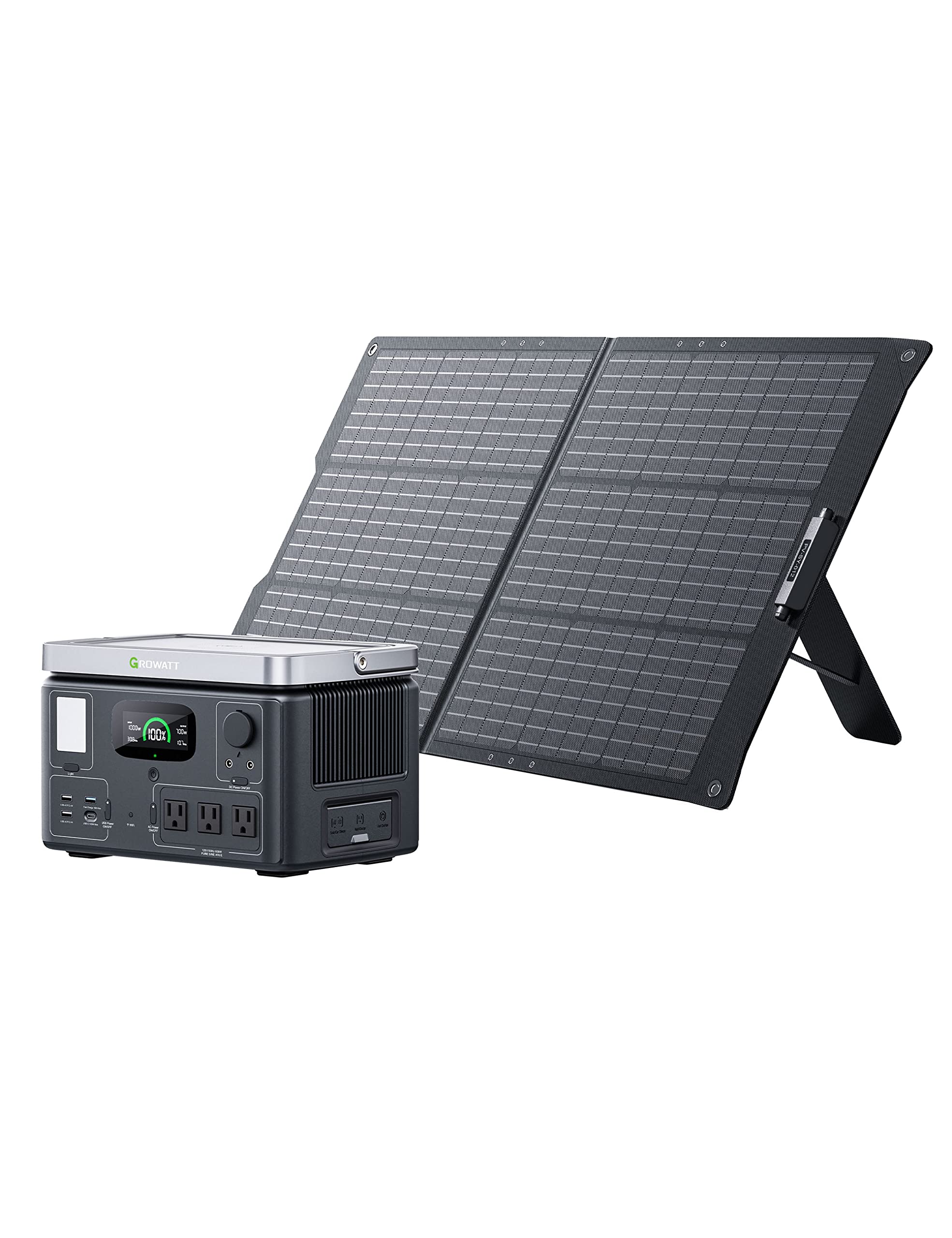GROWATT Portable Power Station Generators: VITA550 Solar Generator (Solar Panel Optional) with 538Wh LiFePO4 Battery,1 Hour Fast Charging, 600W (1200W Surge) Output for Outdoor Camping/RVs/Home Use