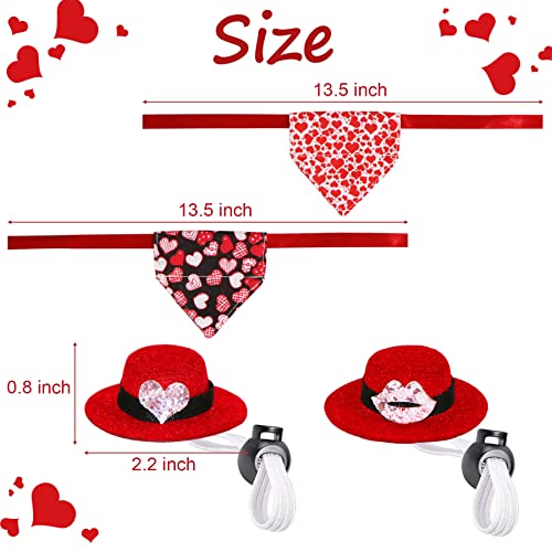 JOTFA 4 Pcs Bearded Dragon Valentine’s Day Costumes, Lizard Valentine’s Day Hats Bandanas Lizard Scarf Valentines Outfits for Bearded Dragon Lizard Hamster Guinea Pig Small Animal