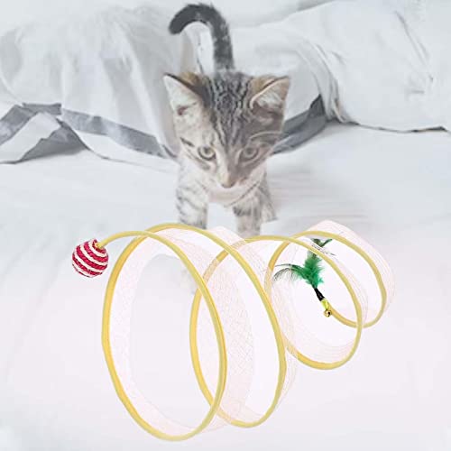 Gralara Cat Tunnel Tube Collapsible Pet Interactive Toy Playing Tent for Puppy Kitten Accessories Home, Sisal Round
