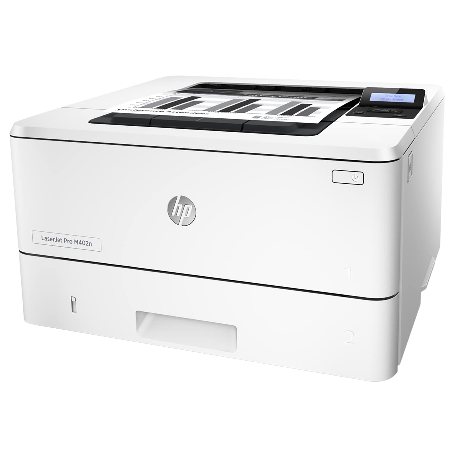 HP Laserjet Pro M402n Wired Monochrome Laser Printer with Ethernet Connectivity, White - Print only - 2-line LCD, 40 ppm, 1200 x 1200 dpi, Auto 2-Sided Printing, 8.5 x 14