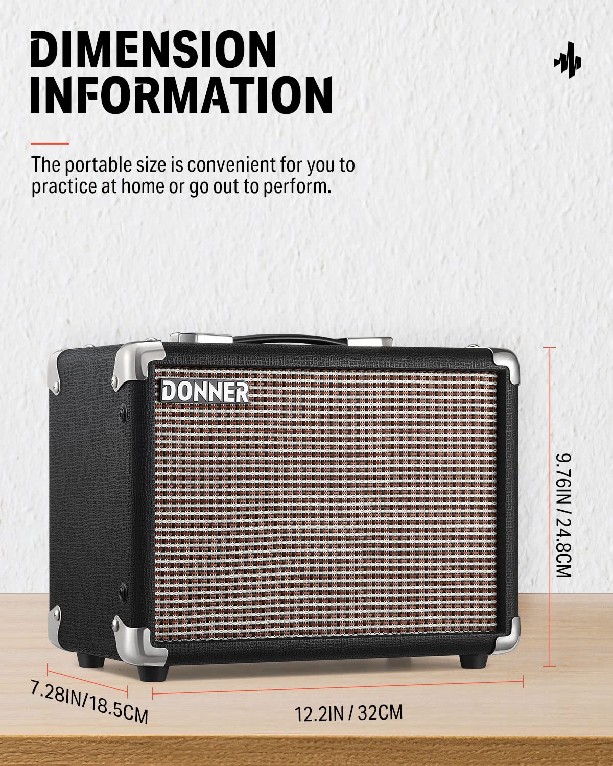 Donner 10W Guitar Amplifier, Electric Bass Guitar Amp Protable with APP Effector Input for Recording,Acoustic Guitar Combo Practice Amp Protable M-10 with Distortion Tone for Heavy Music Player