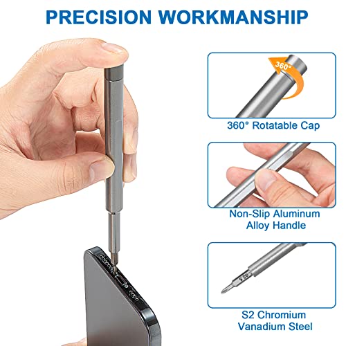 Fertoriy 24 in 1 Premium Precision Screwdriver Set, Sturdy Small Screwdriver Set with Phillips Head & Flathead, Magnetic Mini Screwdrivers Kit for Fixing Electronics, PC and Eyeglass Repairing