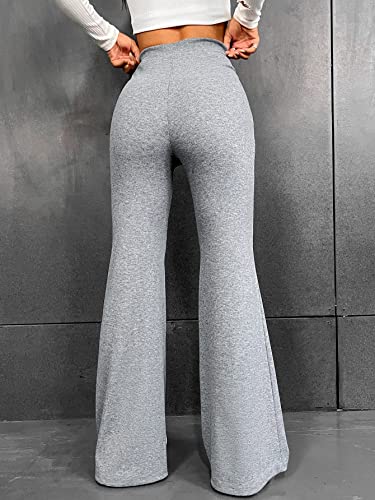 QCIV Womens Yoga Pants Bootcut High Waist Leggings Workout V Crossover Sweatpants Workout Trousers Stretch Grey, X-Small