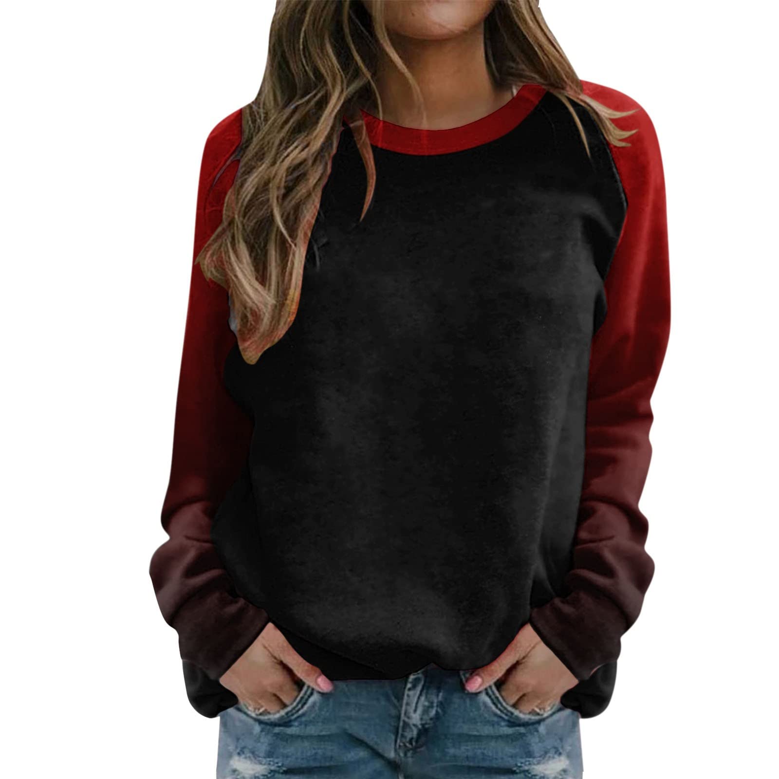 FAMOORE sweatshirt igan Womens Long Sleeve Tops Pullover Hoodie Half Zip Sweatshirt Lapel