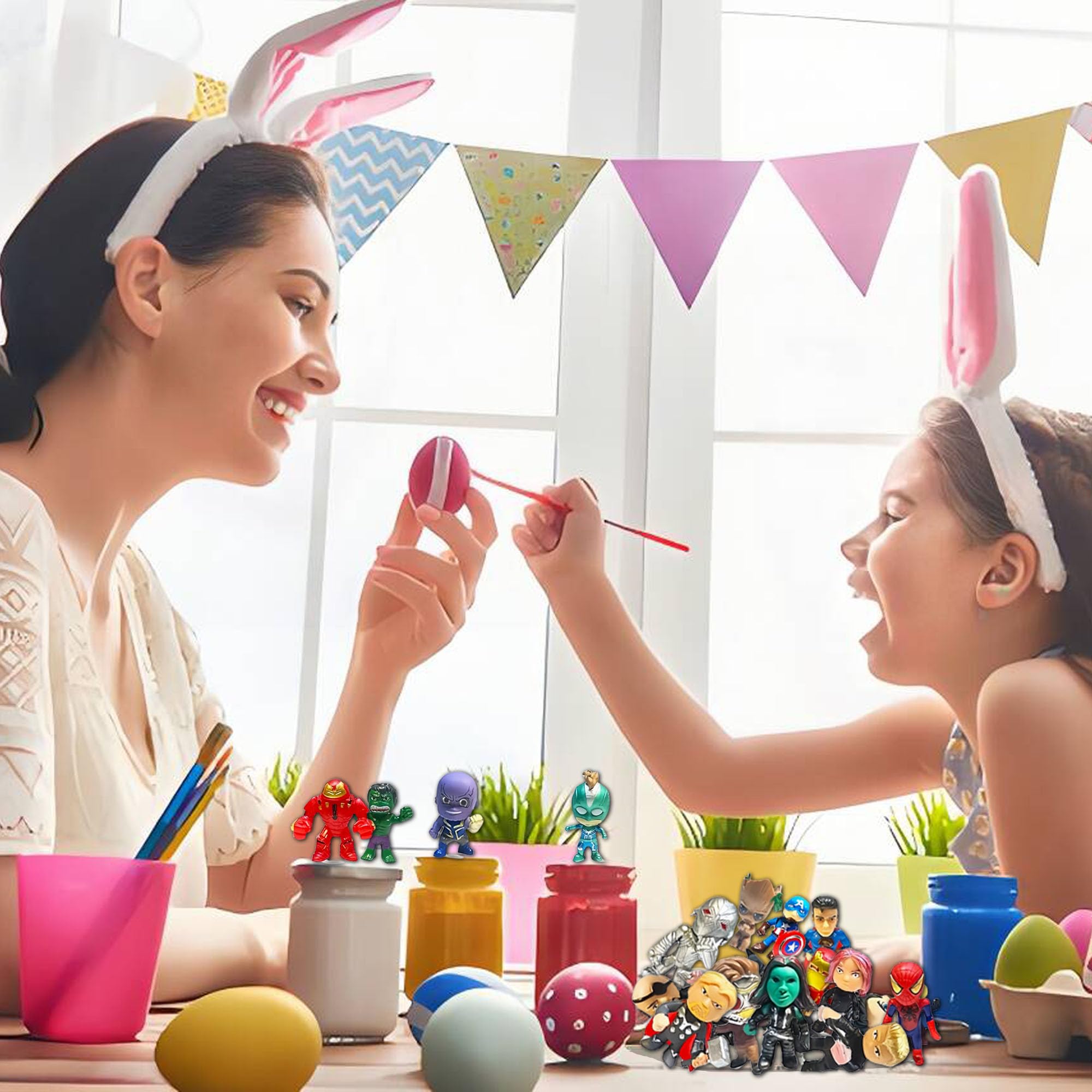 Superhero Kids Birthday Cake Decor Mini Character Toy Set,18/24 Pcs Action Hero Figurines for Cupcake and Easter Egg Decoration (24)