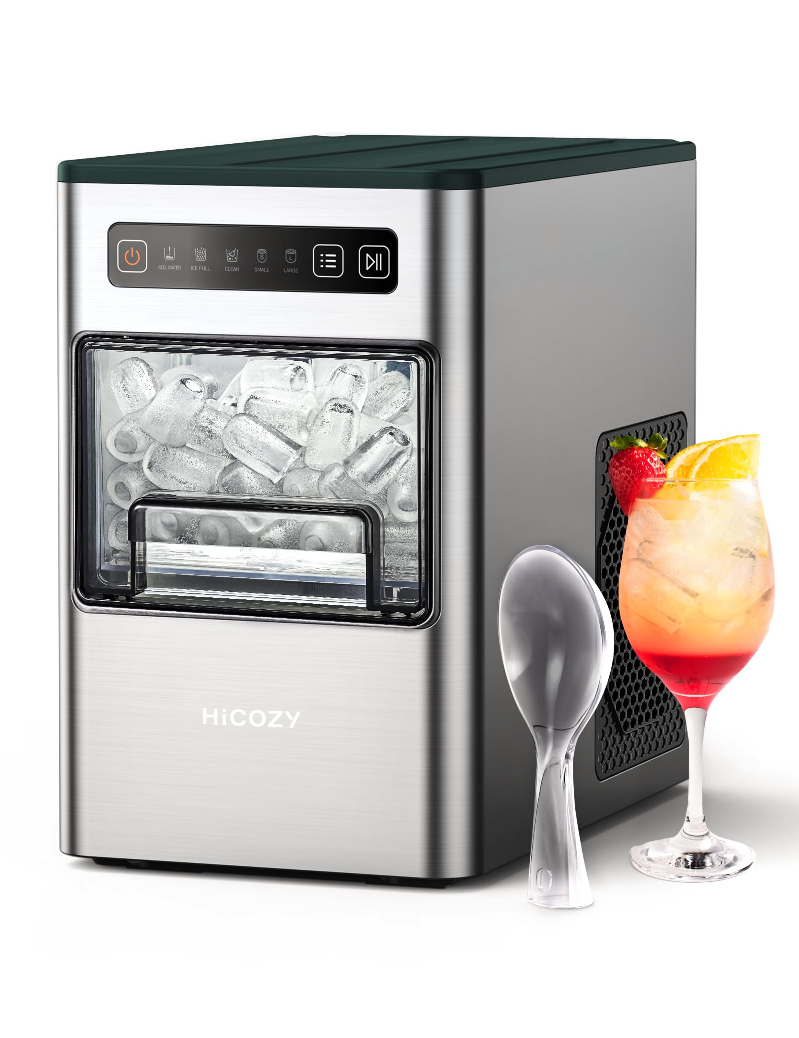 HiCOZY Countertop Ice Maker, Ice in 6 Mins, 24 lbs/Day, Portable & Compact Gift with Self-Cleaning, for Apartment/Cabinet/Kitchen/Office/Camping/RV(Gray Green)