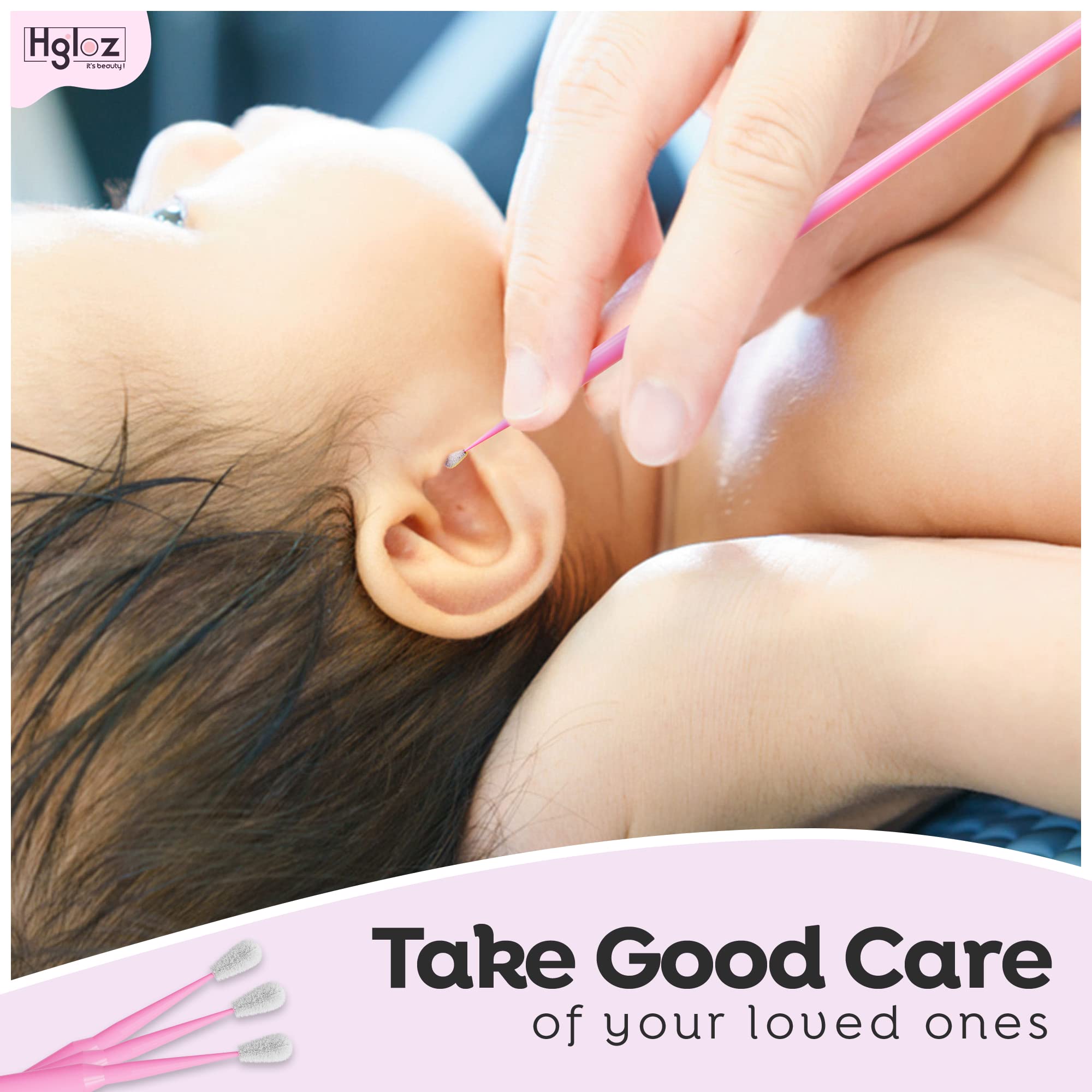 HGLOZ Microswabs for Eyelash Extensions Pack of 500 in Pink โ 2mm Soft Micro Applicator Brush with Microfiber Wands โ Suitable for Cleaning and Applying Make-up