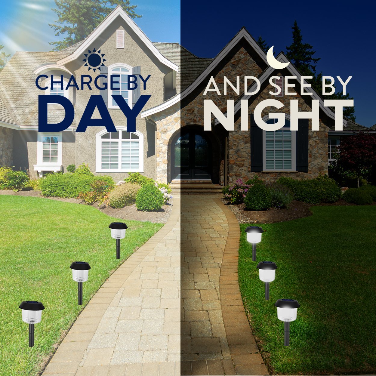 Solar Garden Lights Outdoor, Led Stake Lighting Solar Powered Pathway, Walkway, Patio and Landscape 15 Lumens Bright, Waterproof, Durable 8-Pack