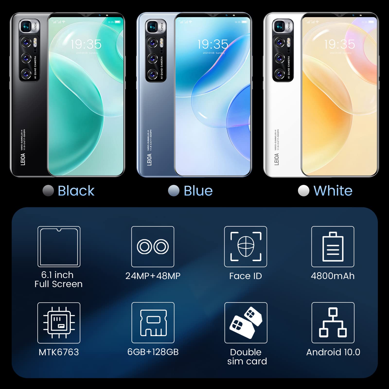 GLCMN Smart Phone,Android 6.1 Dual Card Dual Standby Card Expansion Resolution 854 * 480 Multi-Language Support M10 Plus-C