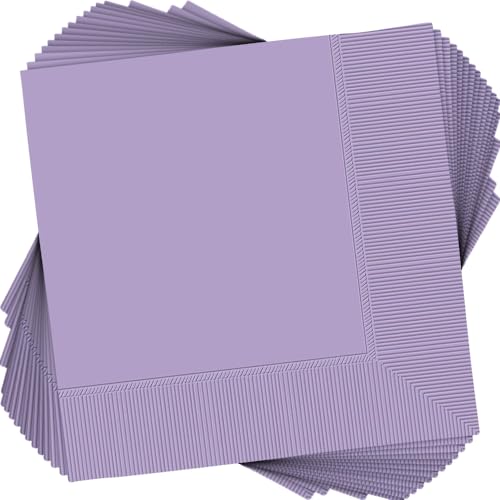 Festive Lavender 2-Ply Beverage Napkins - 5" x 5" (Pack of 40) - Durable, Absorbent & Vibrant - Perfect for Parties, Holidays & Special Occasions
