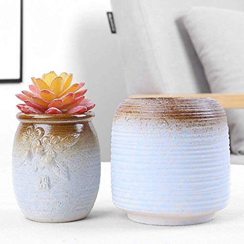 Flower Pots,Plant Pot,Planters,Plant Pots,Small Indoor Vintage Ceramic Creative Succulent Old Pile Stone Ware Plain,Fired Bonsai Flower Succulent Cactus Home & Office Decor Pots Simple Gift Idea (Col