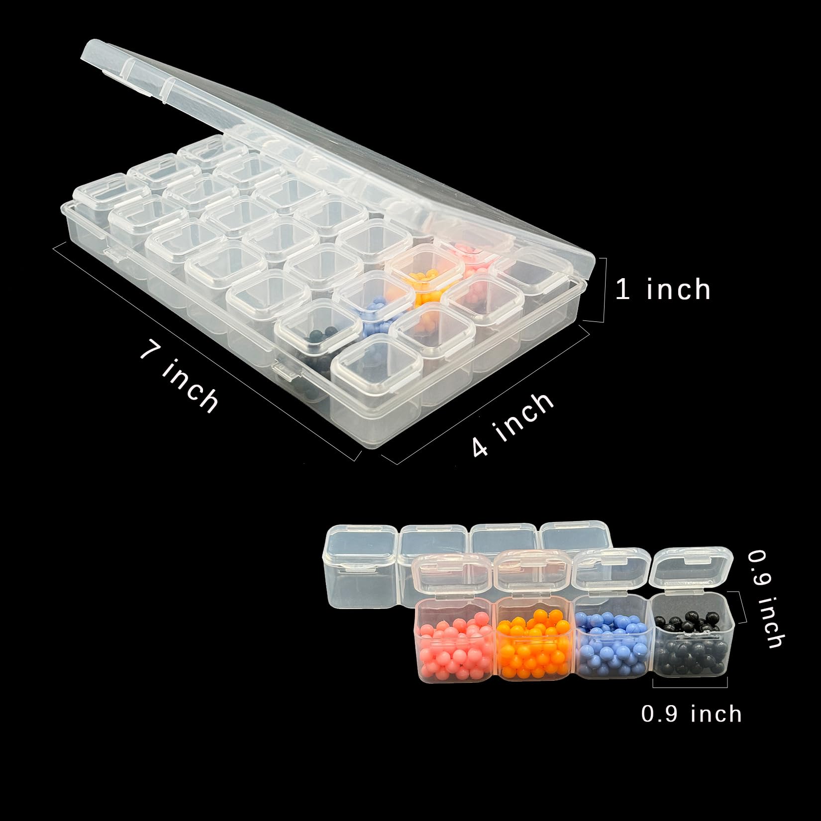 Generic Diamond Painting Accessories Storage Containers 56 Slots 2 Pack 28 Grid Bead Container Includes 64 pcs Labels Plastic Organizer Diamond Art Bead Box, Clear, 749813135770