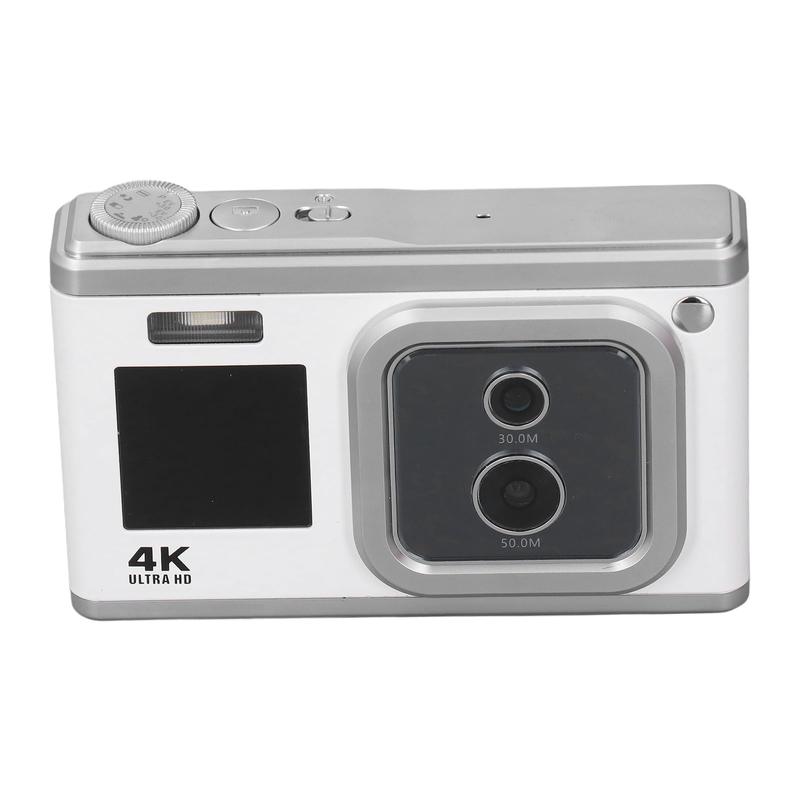 Digital Camera, Compact Digital Camera 50MP and 30MP 2 IPS Screen for Home (White)