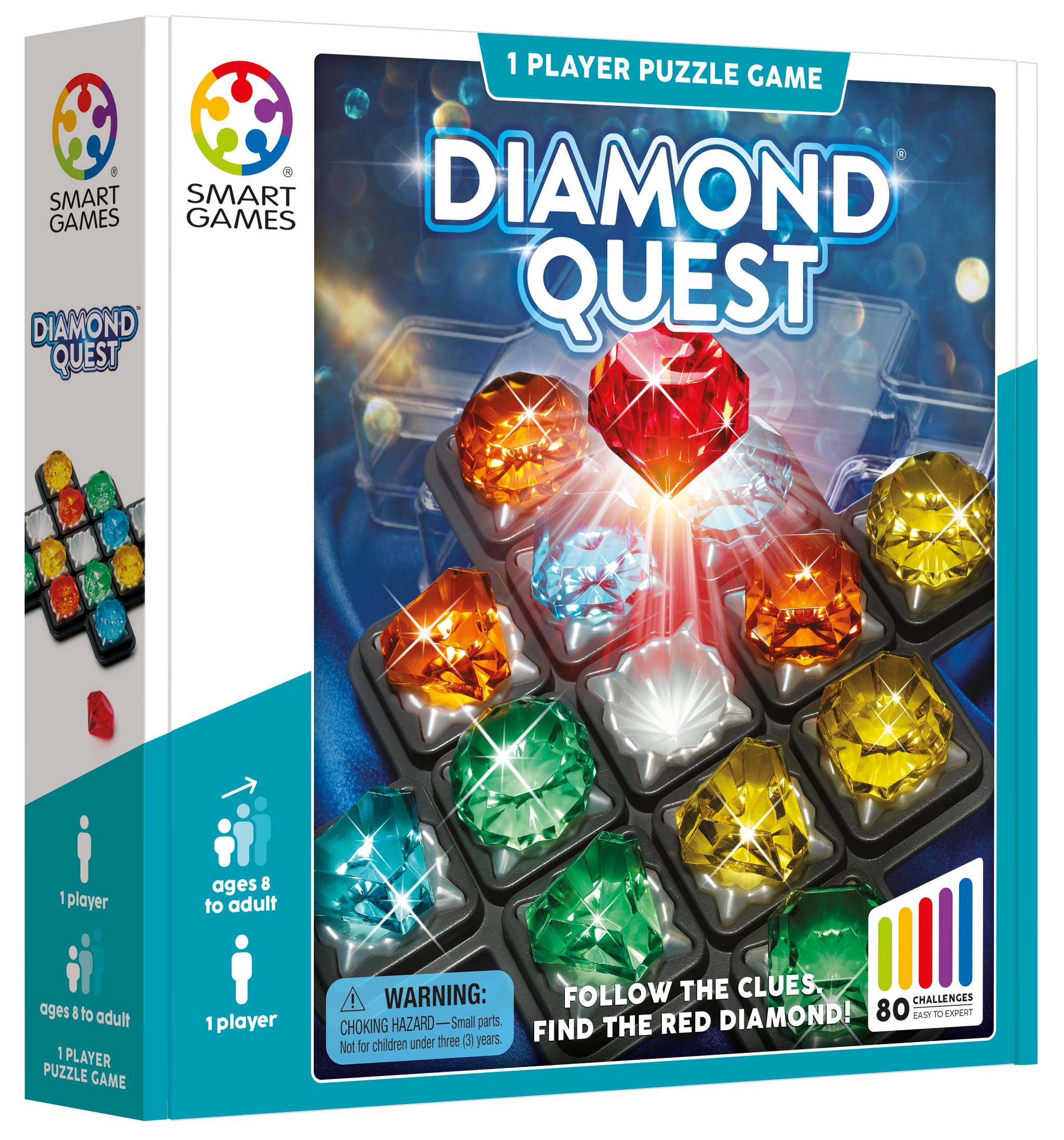 SmartGames Diamond Quest Deduction Game with 80 Challenges for Ages 10 - Adult