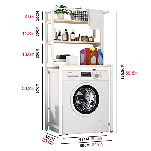 KEAVY Above Washing Machine Shelf, Shelves Above Toilet with Hanging Rod, Over The Washer and Dryer Storage Shelf, Bathroom Space Saving Organizer Rack