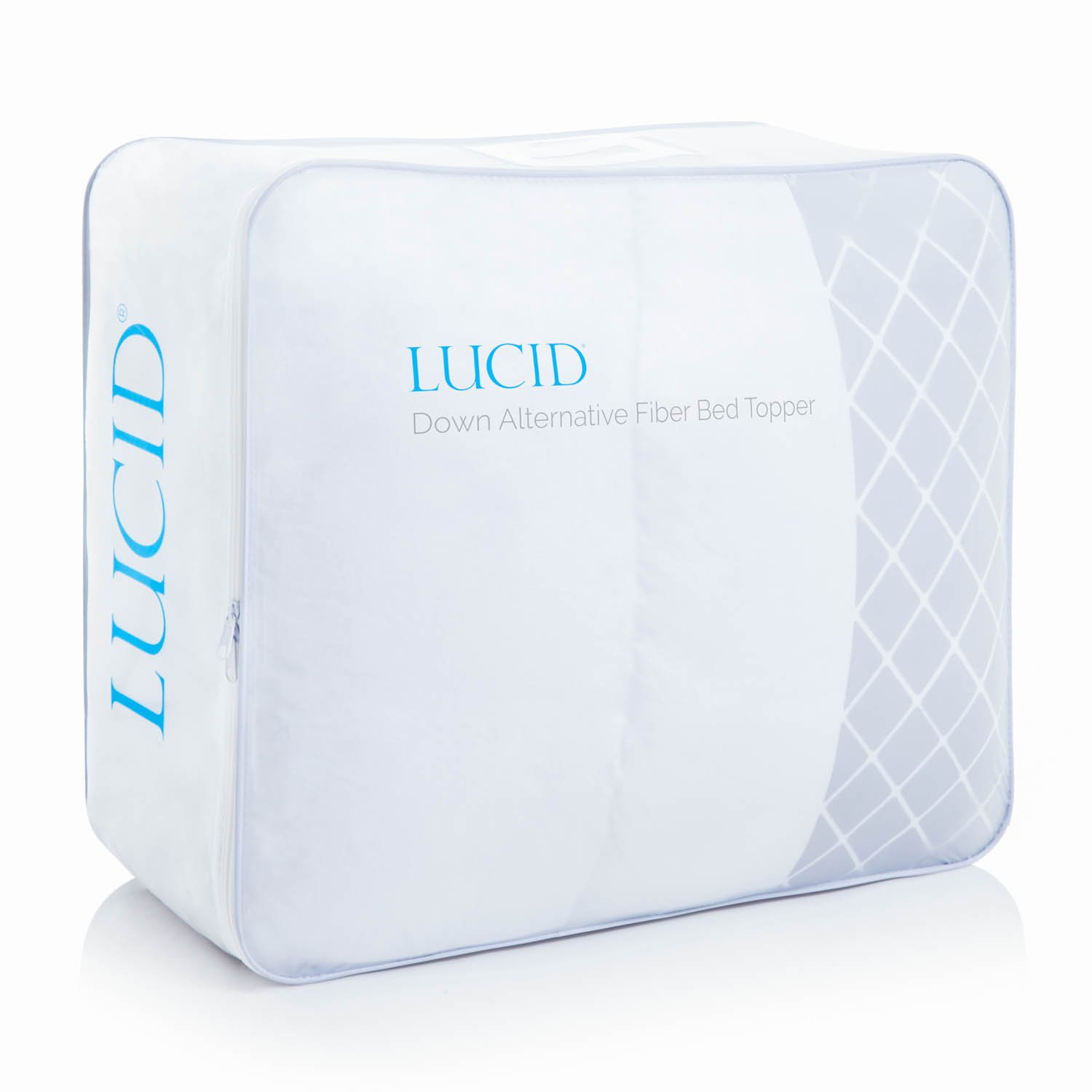 LUCID Ultra Plush 3 Inch Down Alternative Fiber Bed Mattress Topper-Allergen Free Pillow Top-Soft and Breathable Cotton Percale Cover, King, White