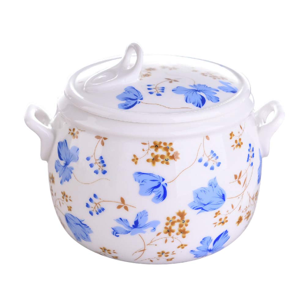 Hemoton Ceramic Stew Pot with Lid Small Steam Pot Flower Print Clay Pot Porcelain Soup Noodle Bowl Cooking Hot Pot for Home Restaurant Assorted Color