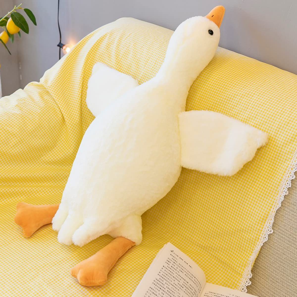 MDXMY 19.7" Goose Stuffed Animal White Swan Throw Plush Pillow Super Soft Sleeping Pillow(Down White, 19.7"