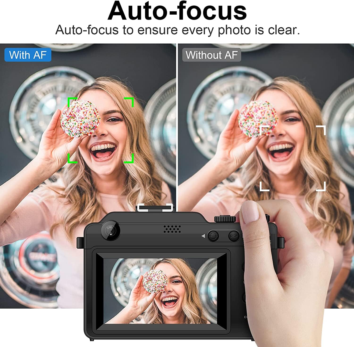 Digital Camera,Cameras for Photography,48MP&4K&18X Zoom,AutoFocus,Anti-Shake,32GB Micro SD+2 Batteries,Travel Portable Camera Beginner Vlogging Camera Black,Gray