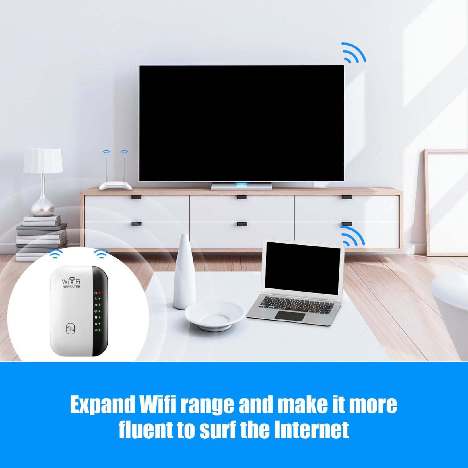 Hopeg 300Mbps WiFi Extender WiFi Repeater, Mini Internet Booster for Home, Wireless Internet Repeater and Signal Amplifier, Support More Devices Basic Internet Applications