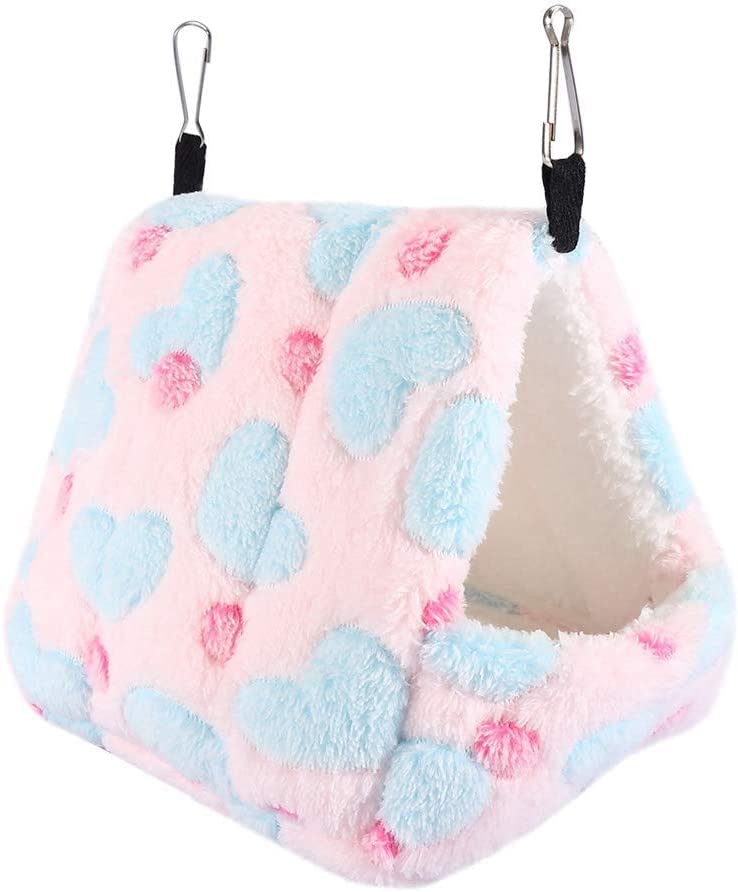 Litewoo Sugar Glider Sleeping Pouch Small Animal Hammock, Hanging Bed Warm Cotton Nest for Rat Hamster Gerbil Sugar Glider Chinchilla Squirrel Guinea Pig (Large Pink)