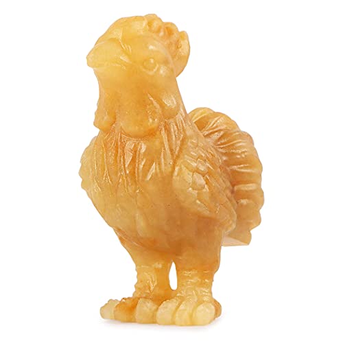 SMQ 2.0" Yellow Jade Crystal Rooster Statue Kitchen Decor Crystals and Healing Stones Hand-Carved Gemstone Animal Carving Collectibles for Home Office Garden(Gift Box)