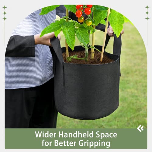 GreatBuddy 12-Pack Grow Bags 5 Gallon, Thick Fabric Planter Bags for Vegetables, Sturdy Handles & Reinforced Stitching, Labels Included, Black