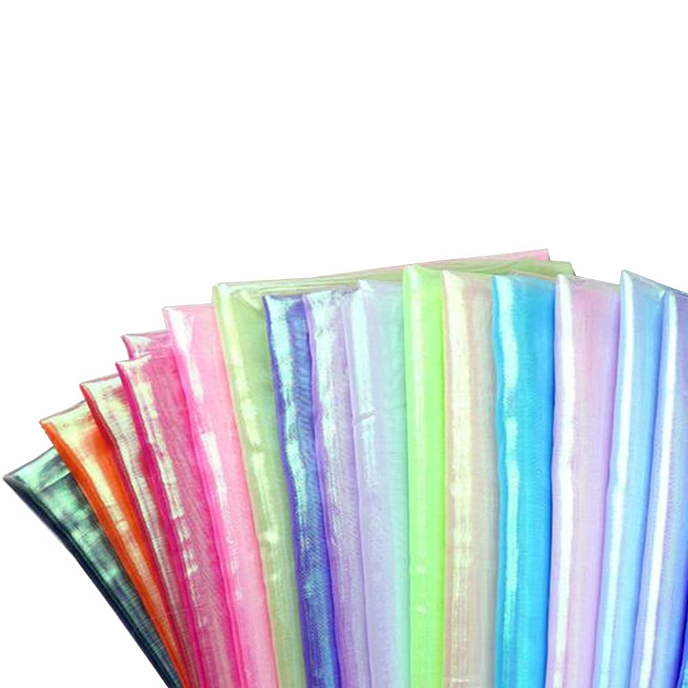 Tong Gu 59 x 39 inch Sheer Organza Fabric Voile Glitter Tulle Iridescent Mesh Wedding Costume Curtain DIY (Light Green)