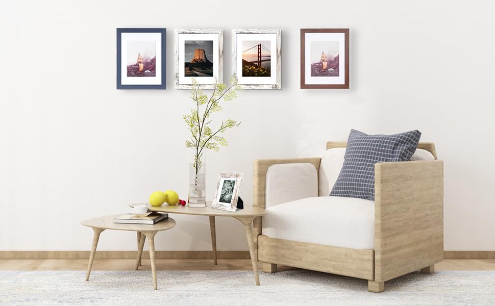 kennethan 11x14 Picture Frame Dark Brown 2 Pcs in 1 set 11x14 Frame can Display 8x10 Picture with Mat or 11x14 Without Mat on the Wall