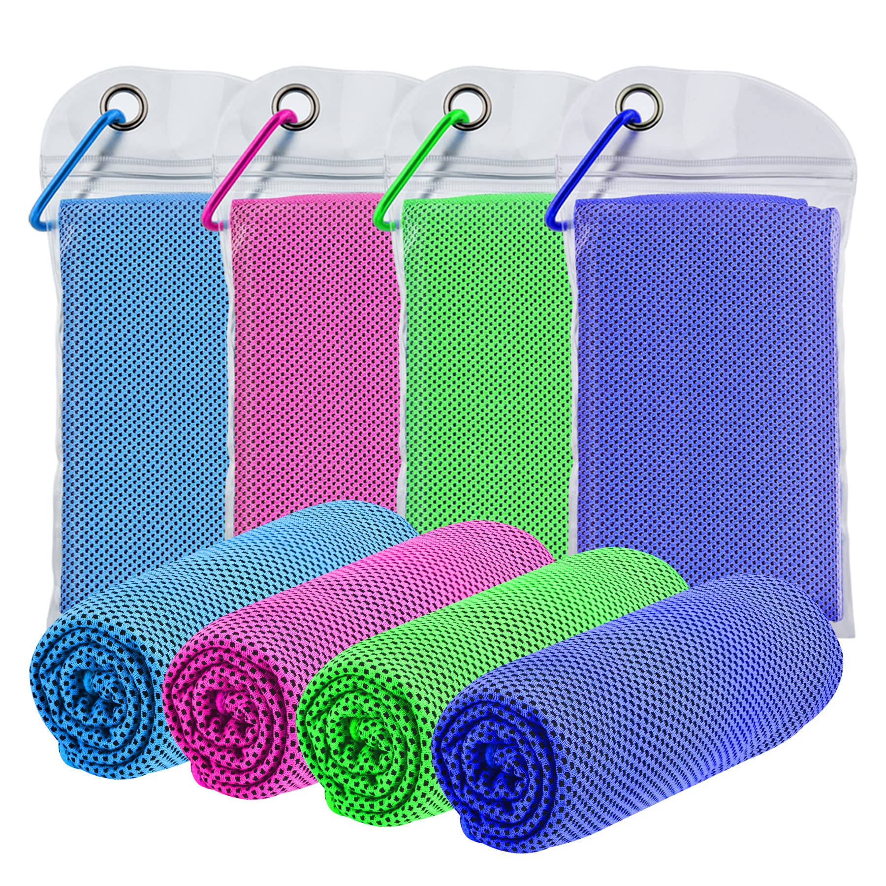 ExTowel Excellent Cooling Towels Neck and Face,(40" x 12") Bulk Ice Towel,Soft Breathable Cooling Towels for Hot Weather,Athletes,Yoga,Gym,Workout,Sports,Camping,Microfiber Cold Towels 4pack