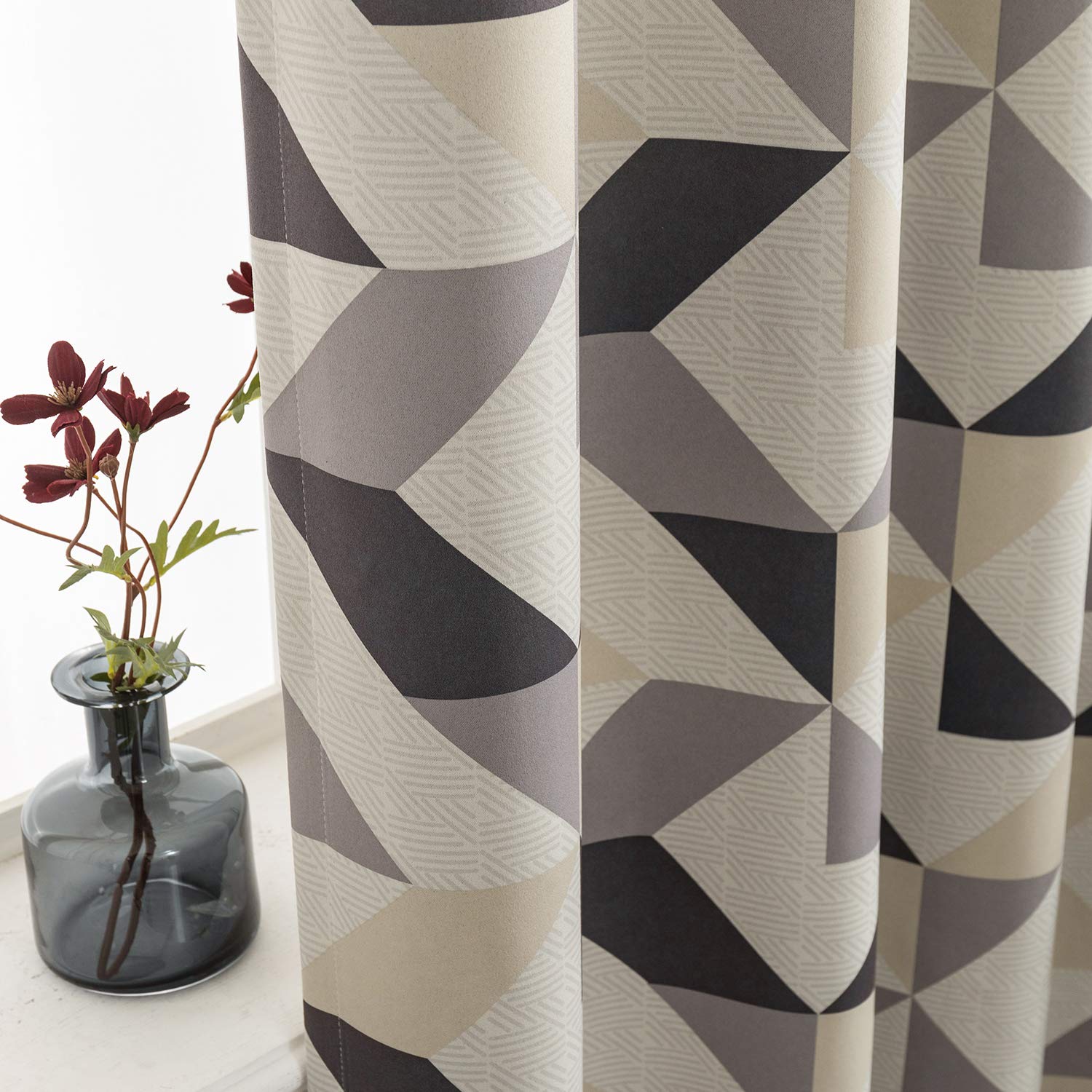 SNLARFOX Geometric Fabric Blackout Curtain, Ombre Blue Cubes Like Print Diamond Polyester Window Curtain Set, 63-Inch Living Room/Home Decor Curtains